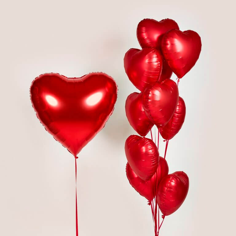 VALENTINE'S HEART BALLOONS BOUQUET (3 SIZES) - Frudeco Miami